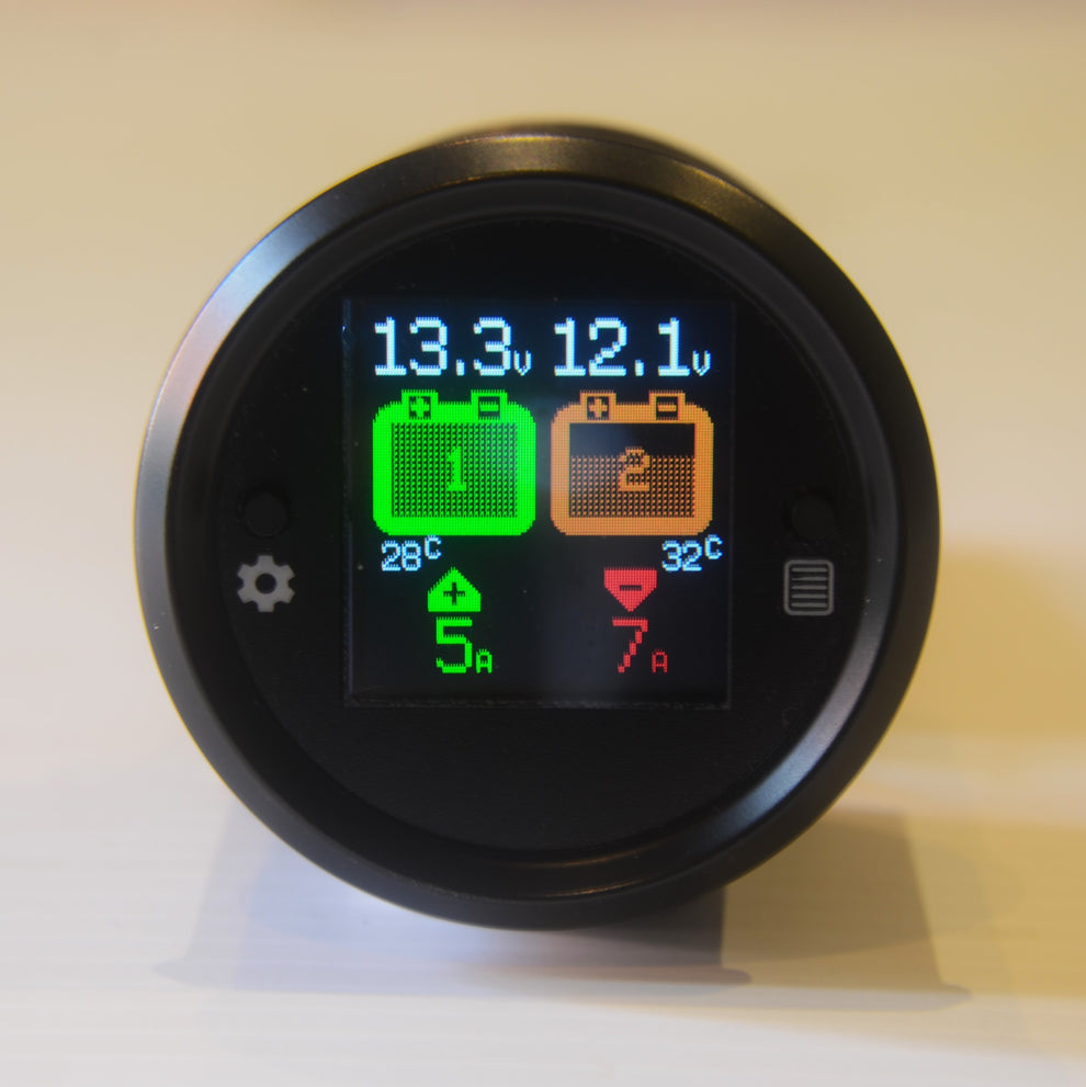 Dual Battery 52mm Gauge - Voltage Monitoring/Alarm, Current and Temper ...